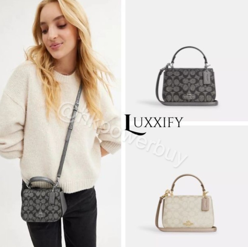 Coach Lysa Top Handle Bag In Signature Coated Canvas And Metallic ...