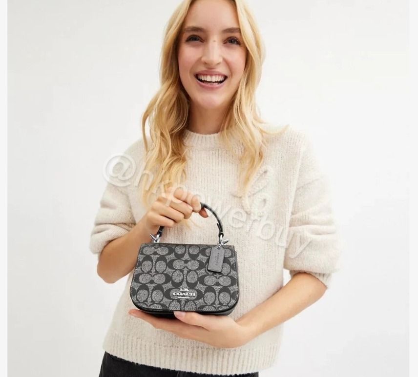 Coach Lysa Top Handle Bag In Signature Coated Canvas And Metallic ...