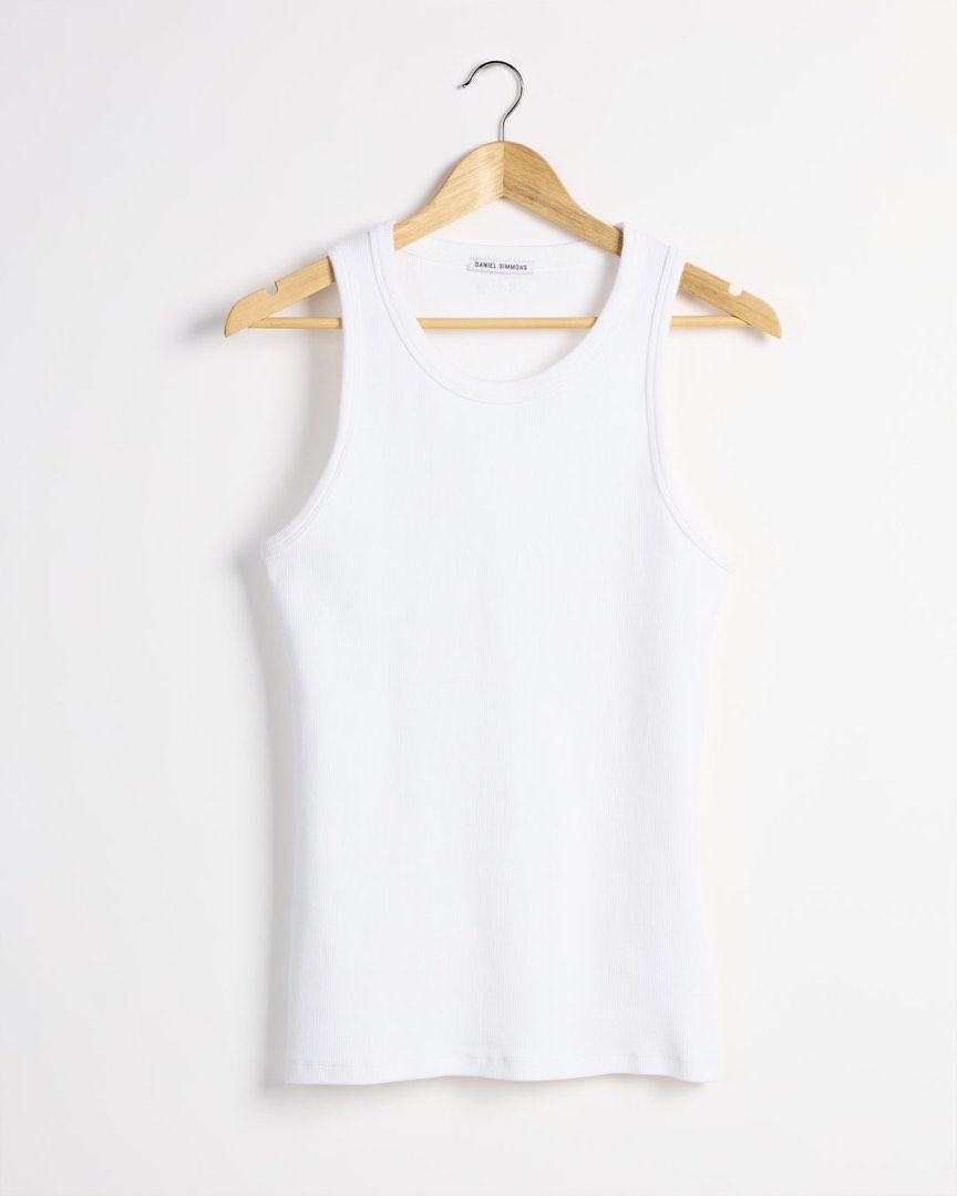 Daniel Simmons Ribbed Vest White, Men's Fashion, Tops & Sets, Vests on Carousell