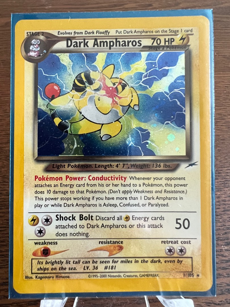 Dark Ampharos 1/105 Neo Destiny, Hobbies & Toys, Toys & Games on Carousell