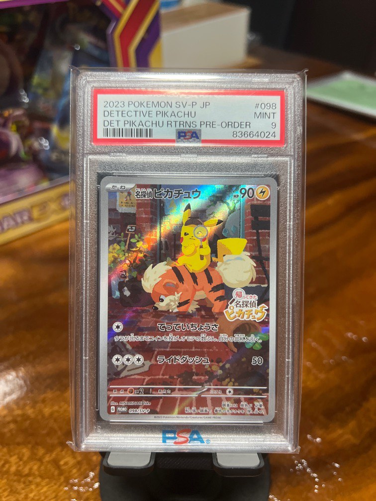 Detective Pikachu 98 PSA9, Hobbies & Toys, Toys & Games on Carousell