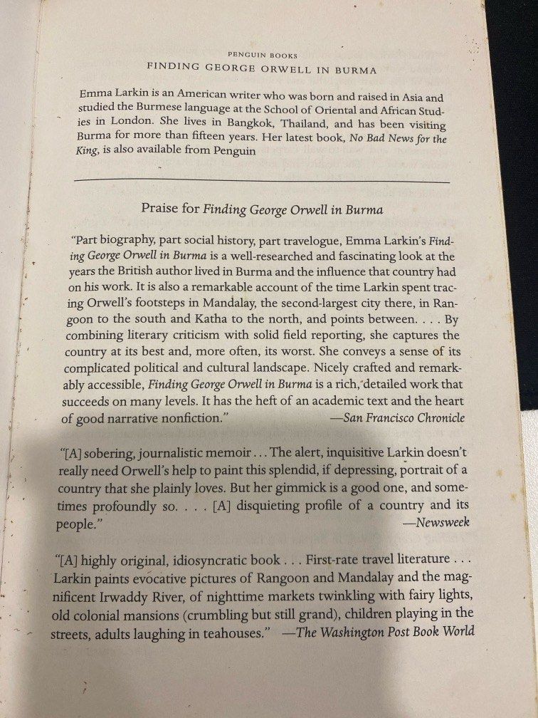 Finding George Orwell in Burma by Emma Larkin, Hobbies & Toys, Books ...