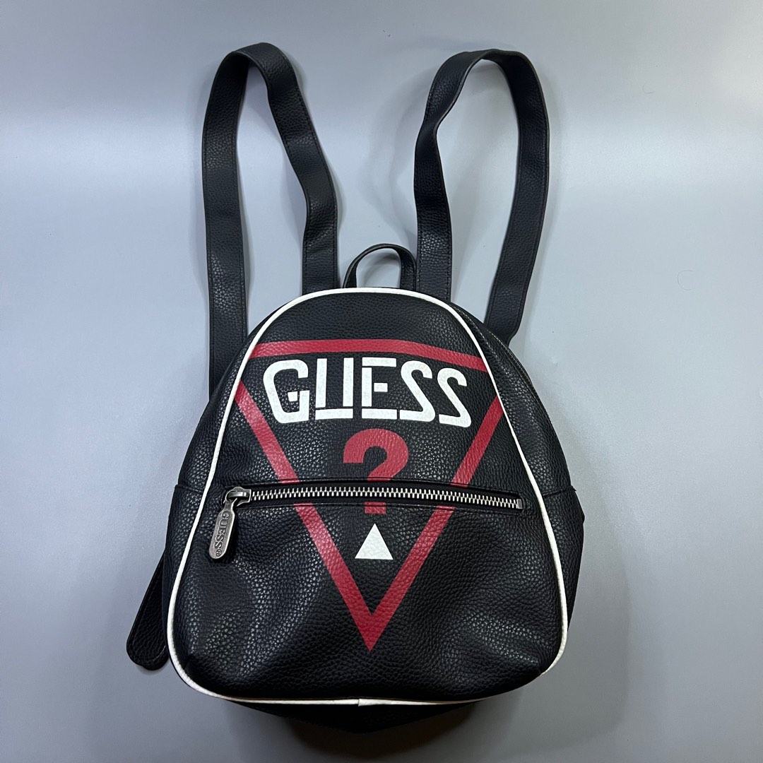 Guess - Mini Leather Triangle Logo Backpack, Women's Fashion, Bags ...