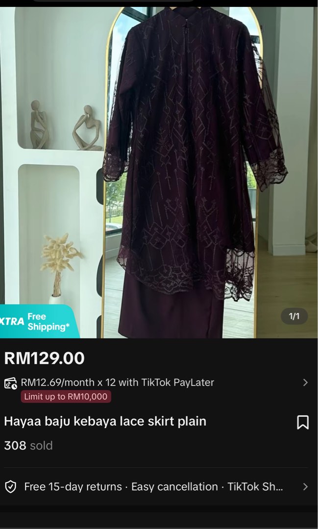 HAYAA BAJU KEBAYA LACE CEO CHOMEL, Women's Fashion, Muslimah Fashion, Baju Kurung & sets on ...