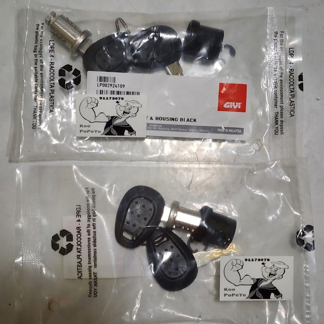 ORIGINAL KEY LOCK GIVI SET SUITABLE FOR ALL MONOLOCK TYPE GIVI BOX AND ...