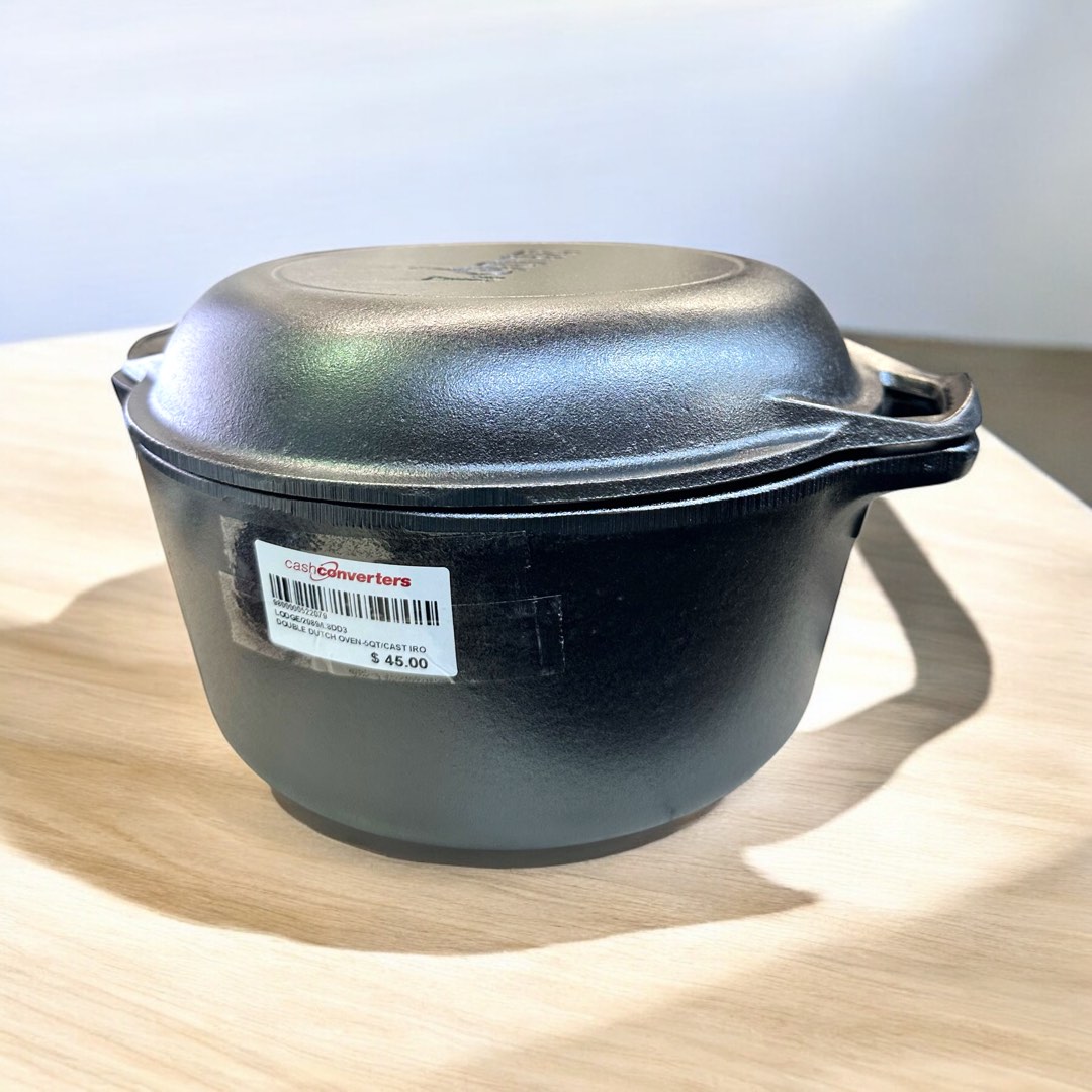 Lodge L8DD3 Cast Iron Double Dutch Oven, 5-Quart, Black, Furniture ...