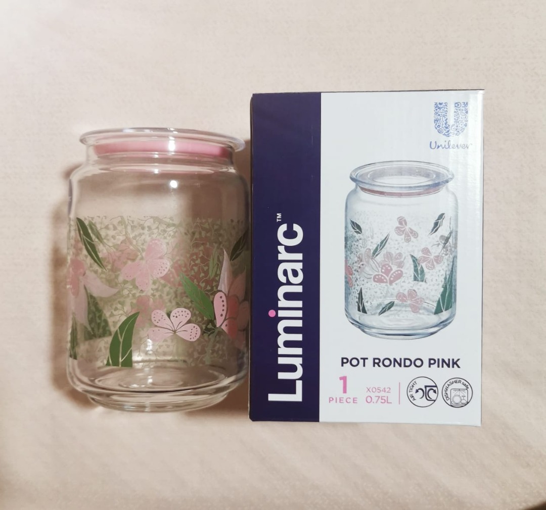 Luminarc Pink Airtight Glassware Rondo Jar-Limited Edition, Furniture ...