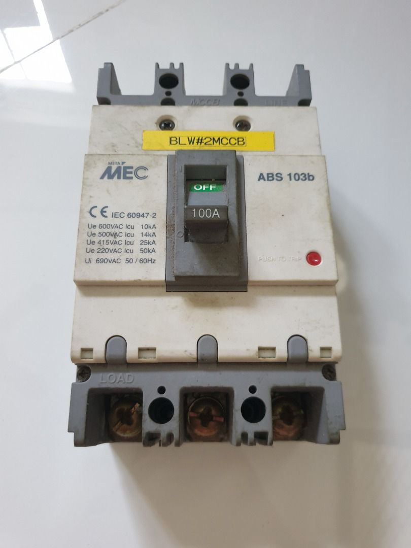 META MEC ABS 103b MCCB 100A 100 AMP 3-POLE CIRCUIT BREAKER, Commercial ...