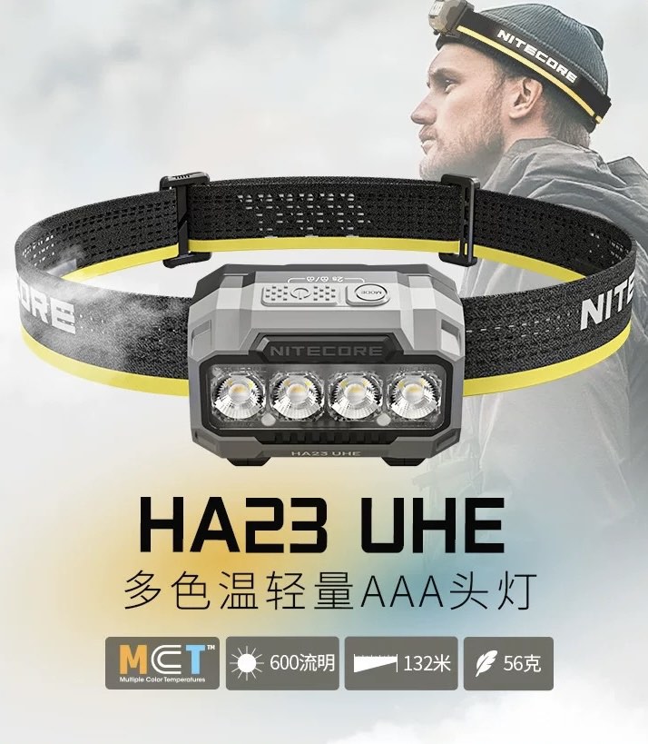 Nitecore HA23 UHE 600 Lumens AAA Camping Headlamp With Multiple Temp Colors, Sports Equipment ...