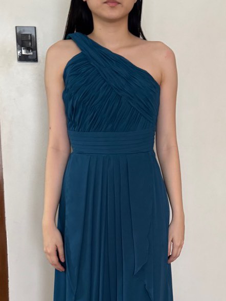 Sale: Pablo Cabahug Draped and Ruffled Teal Turquoise Gown, Women's ...