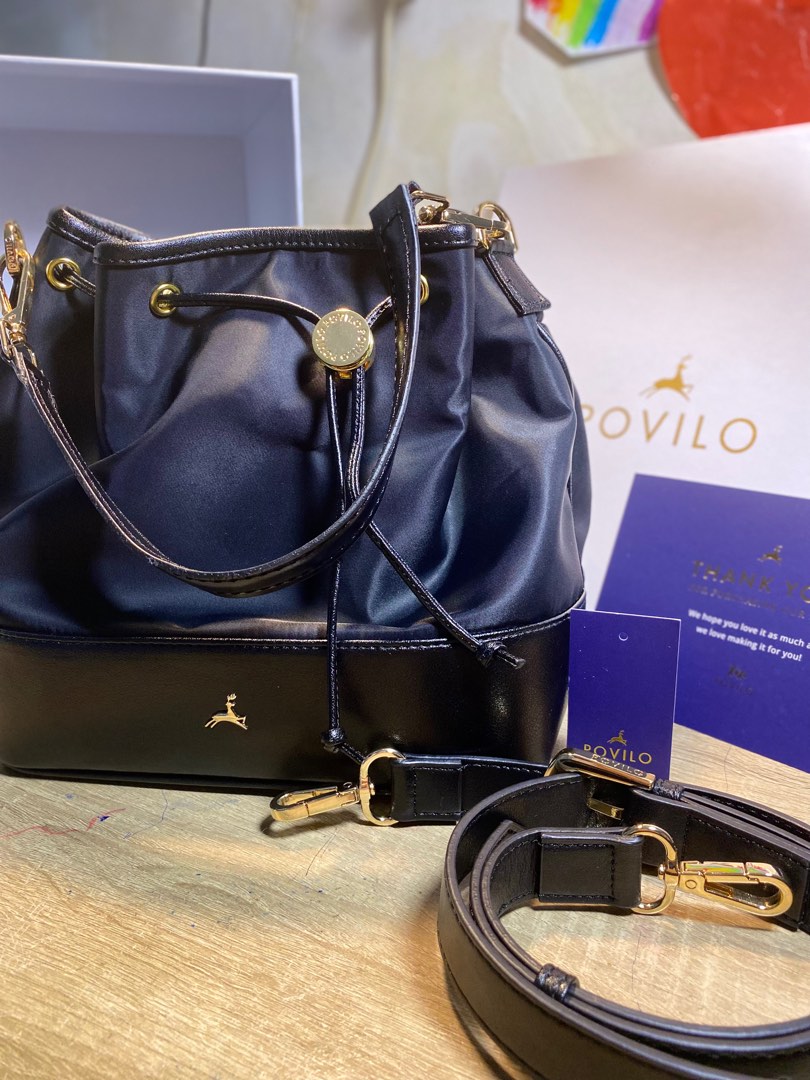 Povilo puspa bucket nylon black, Barang Mewah, Tas & Dompet di Carousell