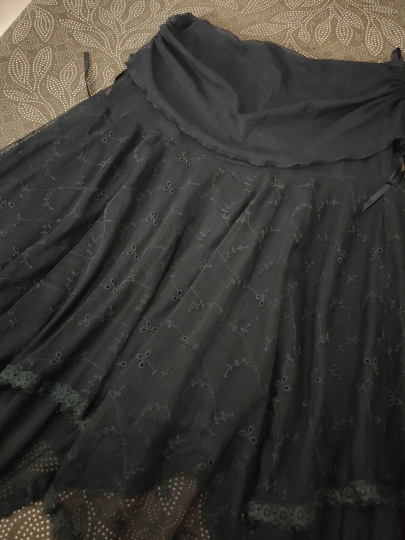 Rok Skirt Midi Asymmetrical Black Hitam Gothic Goth Y2k Skena Grunge ...