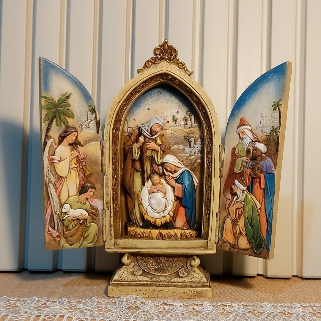 Roman Joseph's Studio Holy Family with Kings and Angels on sides Triptych 9 Inch (Fixed price ...