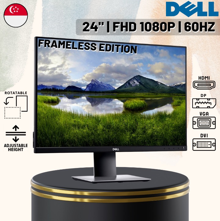 Dell monitor 24 inch Full HD 1920x1080 LED monitor HDMI VGA DVI port ...
