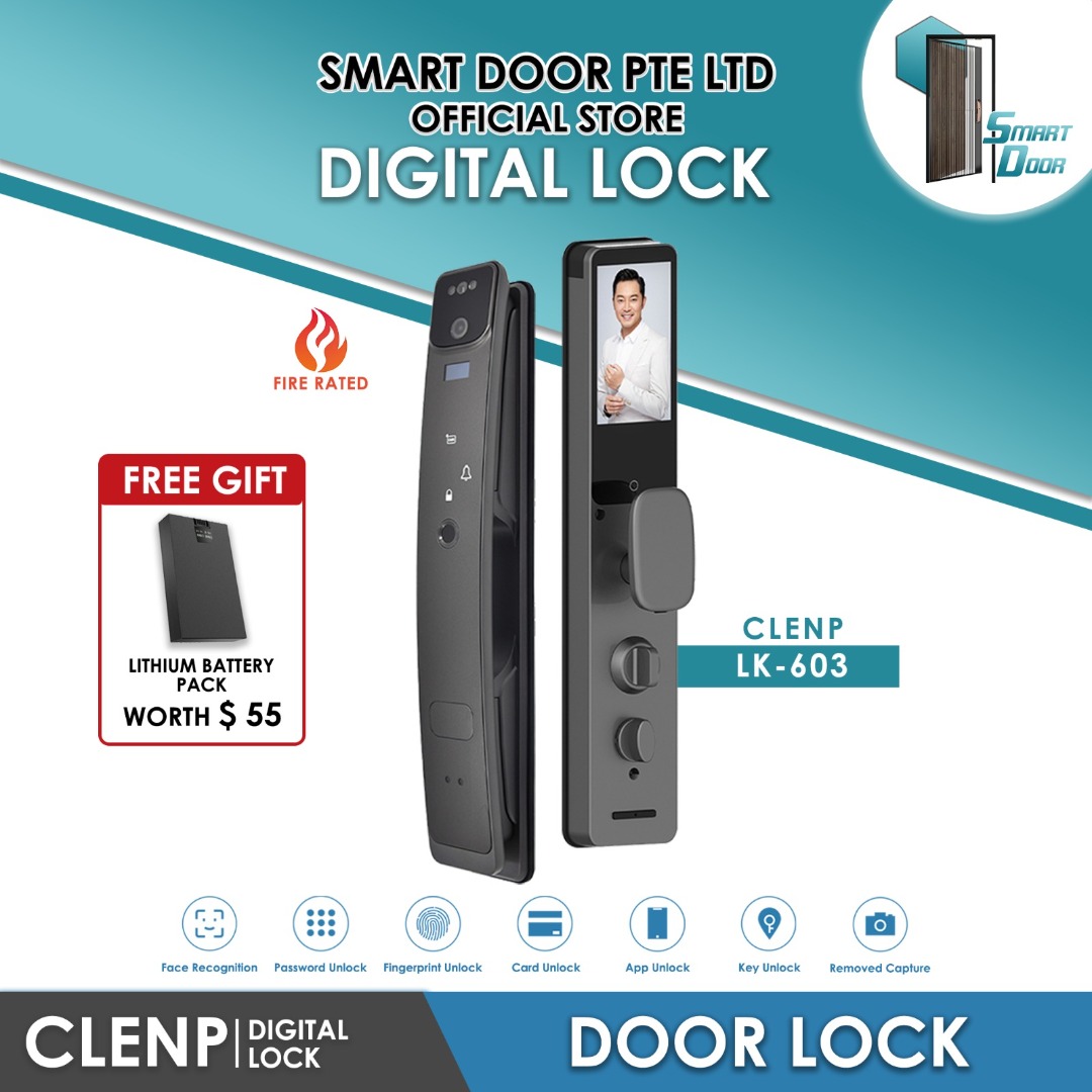 Digital Smart Lock - SCDF Fire-Rated | 3D Face & Fingerprint ...