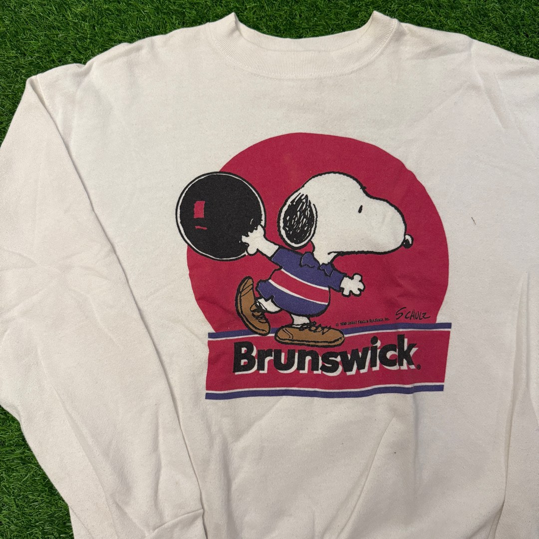 Vintage 80s Snoopy Bowling Brunswick Crewneck Sweater, Women's Fashion ...