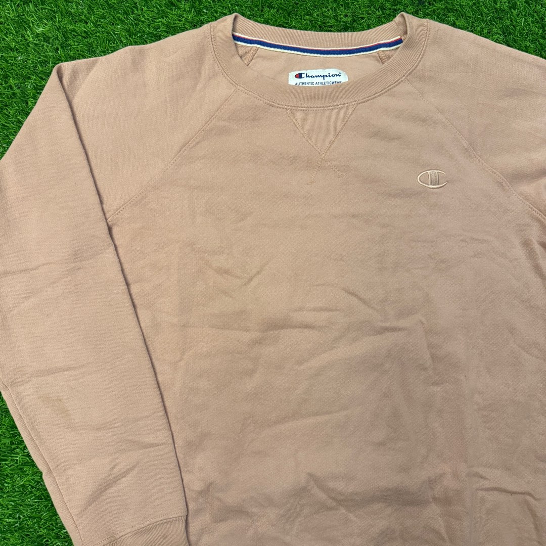 Vintage Champion Basic Logo Earth Toned Pink Crewneck Sweater, Women's ...