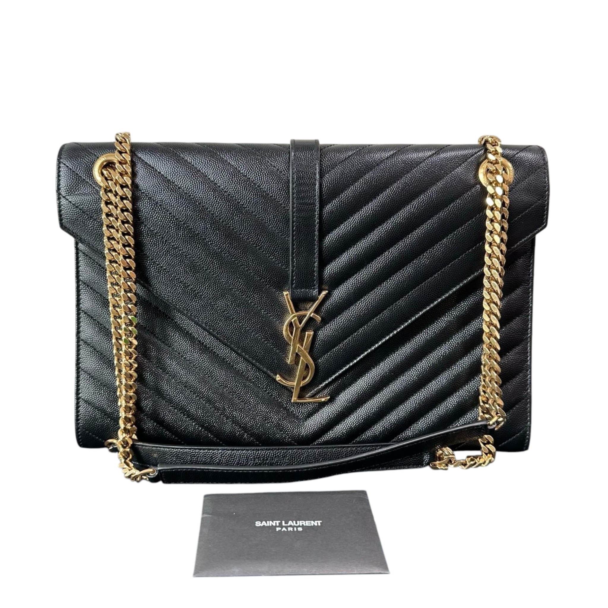 YSL Saint Laurent Large Envelope Bag in Black GHW, Luxury, Bags ...