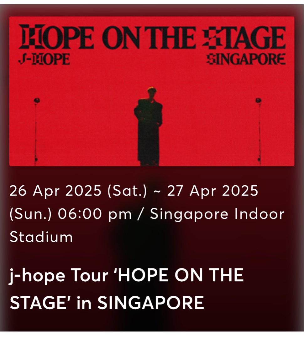 Jhope hobi tickets in sg - 2x CAT 207 j-hope Tour ‘HOPE ON THE STAGE ...