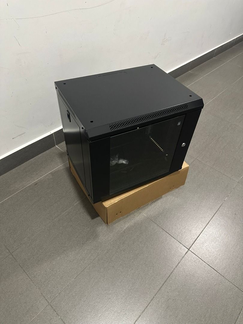 9U Server AV wall rack network server cabinet front glass door with cam ...