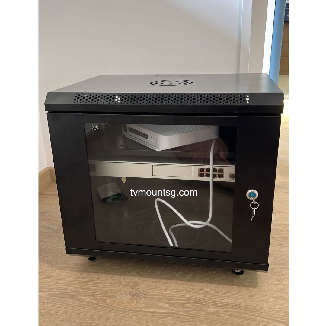 9U Server AV wall rack network server cabinet front glass door with cam ...