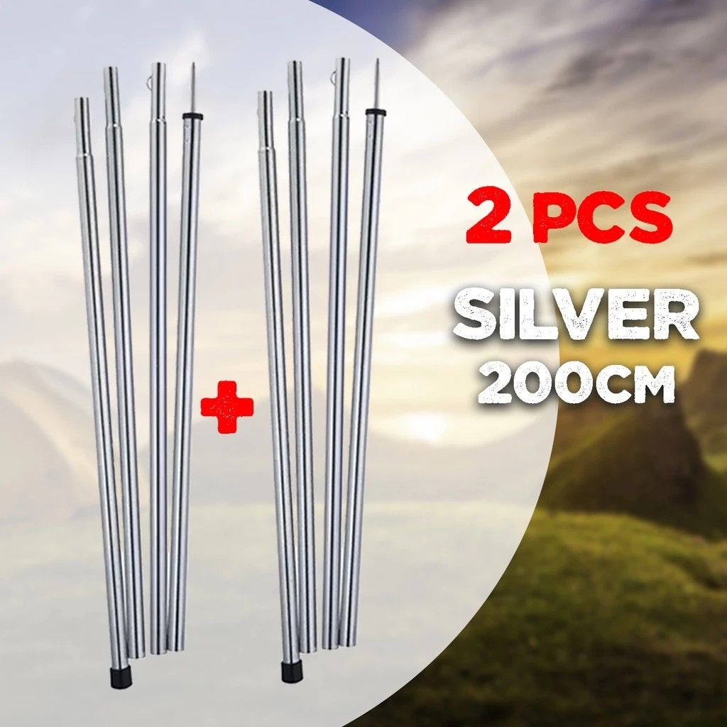 Adjustable Tarp Pole Canopy Pole Set of 2, Portable Tent Poles Rodsfor ...