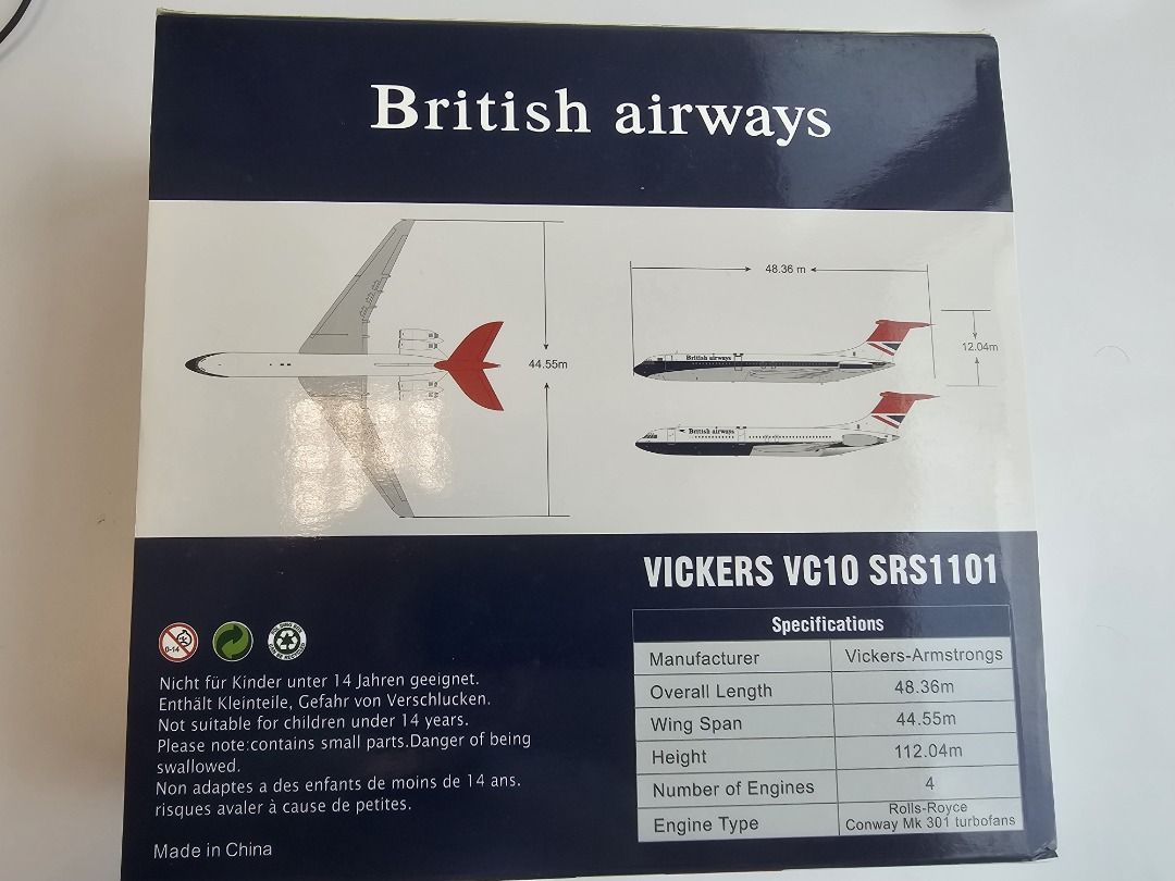 Aviation Retail Direct 1/200 scale diecast Vickers VC10 model British ...