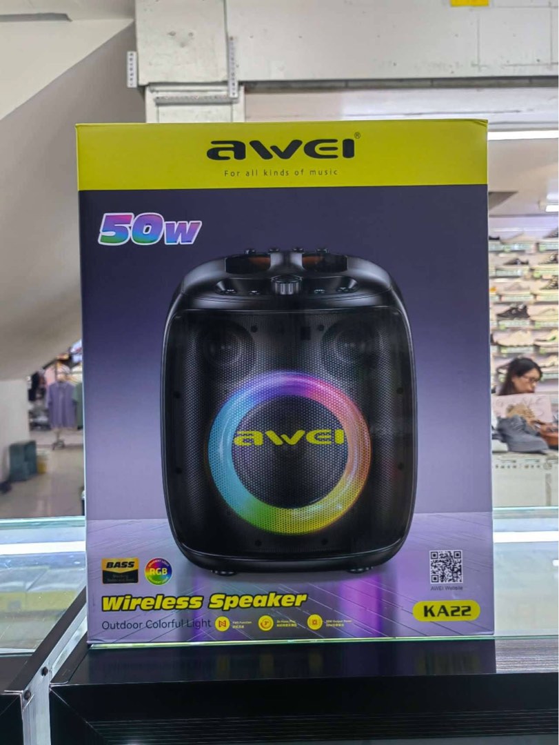Awei KA22 50W Portable Bluetooth Speaker With RGB Lights Long Battery Life For Outdoor & Dance ...