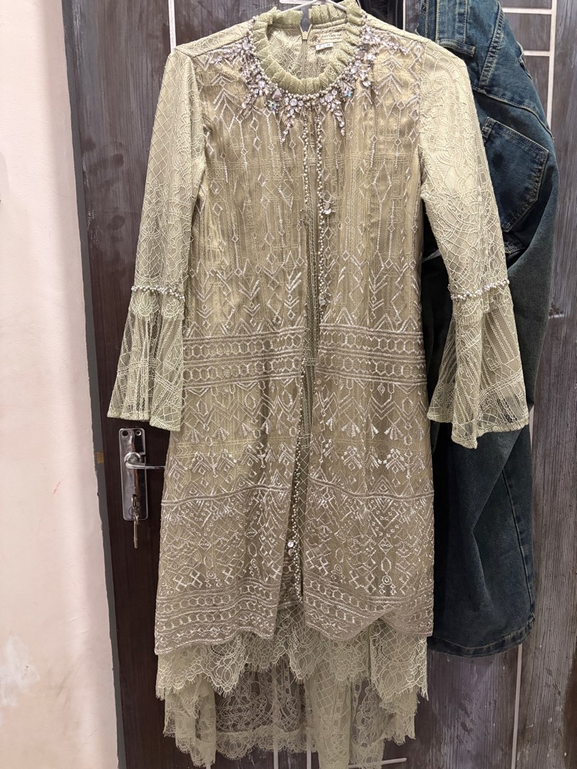 Baju raya soft green lace kebarung ( ala ala ceochomel ), Women's ...