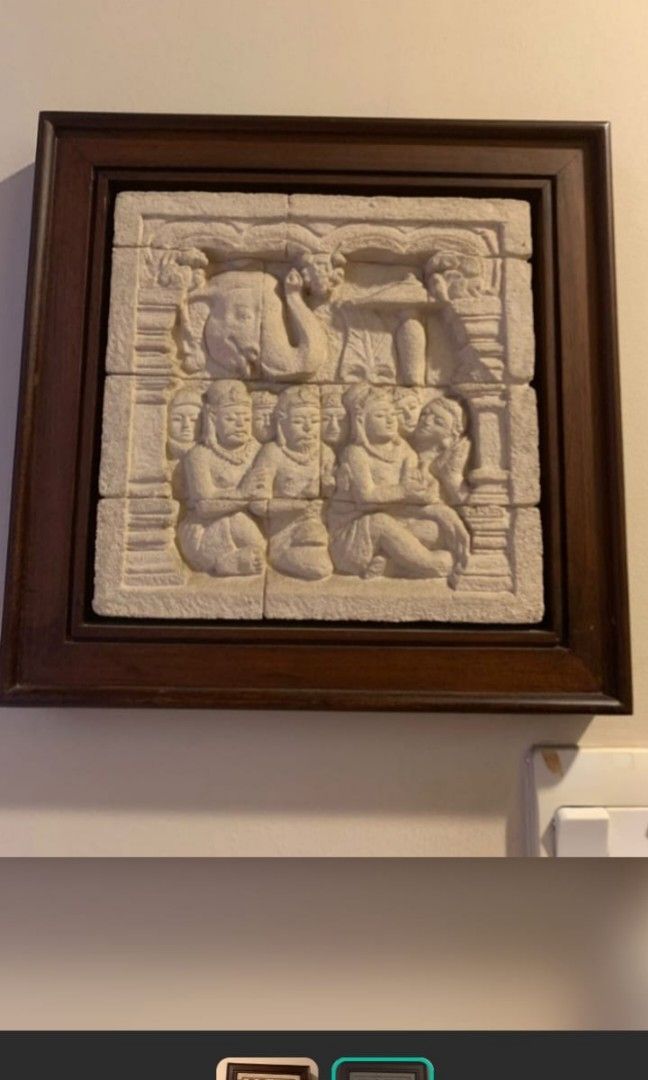 Bali Gift- Framed hand Carved Stone- Mural Replica of Borobudur ...