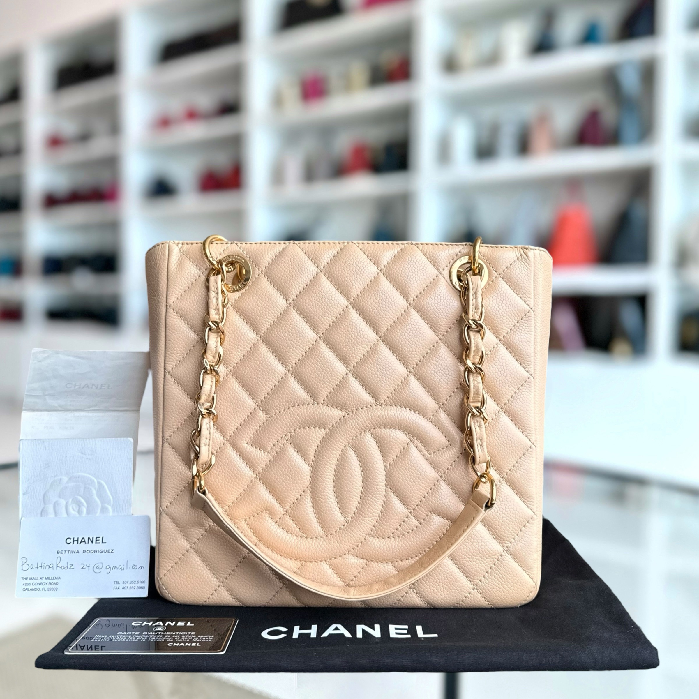Chanel PST Petite Shopping Tote - Caviar Quilted Beige Gold Hardware ...