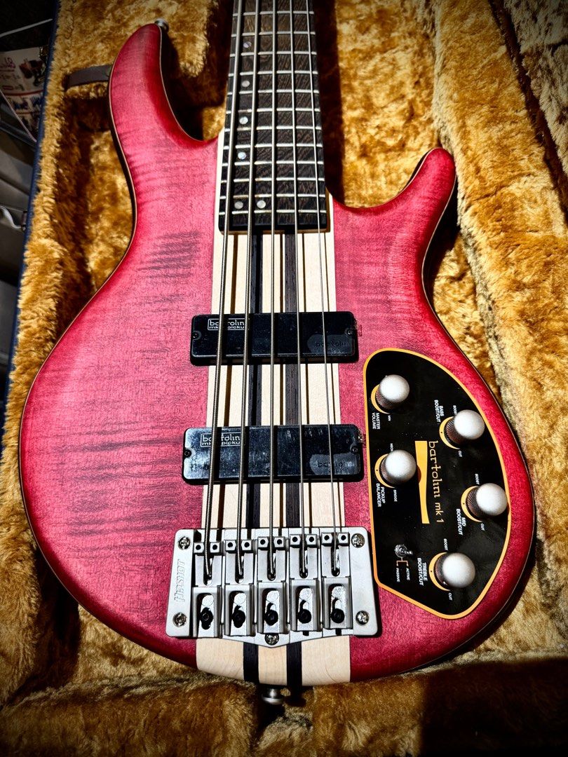 Cort A5 Plus FMMH 5-String Bass Guitar Rosewood Fretboard With Bag - Open Pore Black Cherry ...