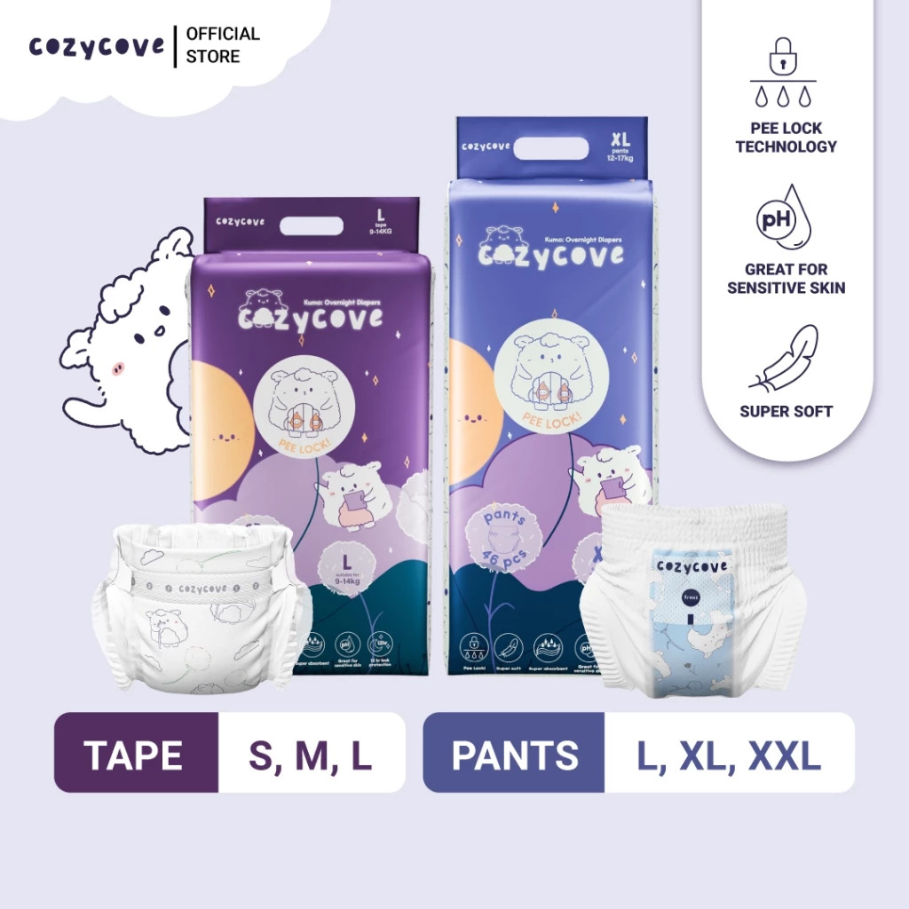 Cozycove Kumo Overnight Diapers Tape / Pants - S, M, L, XL, XXL ...