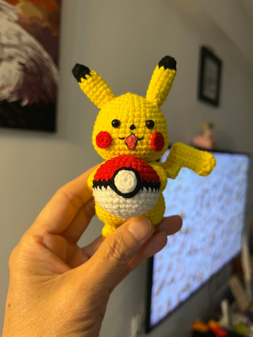 Crochet Pikachu Keychain, Hobbies & Toys, Stationery & Craft, Handmade ...