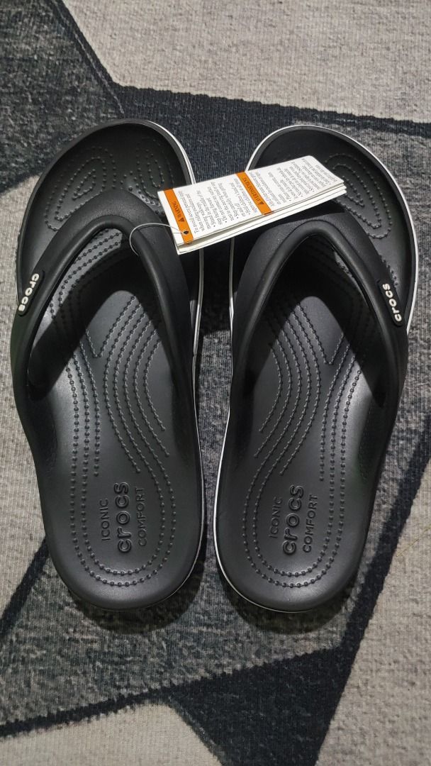 Crocs Mens Bayaband Flip Flop Sandal Size M6/W8 Black, Men's Fashion ...