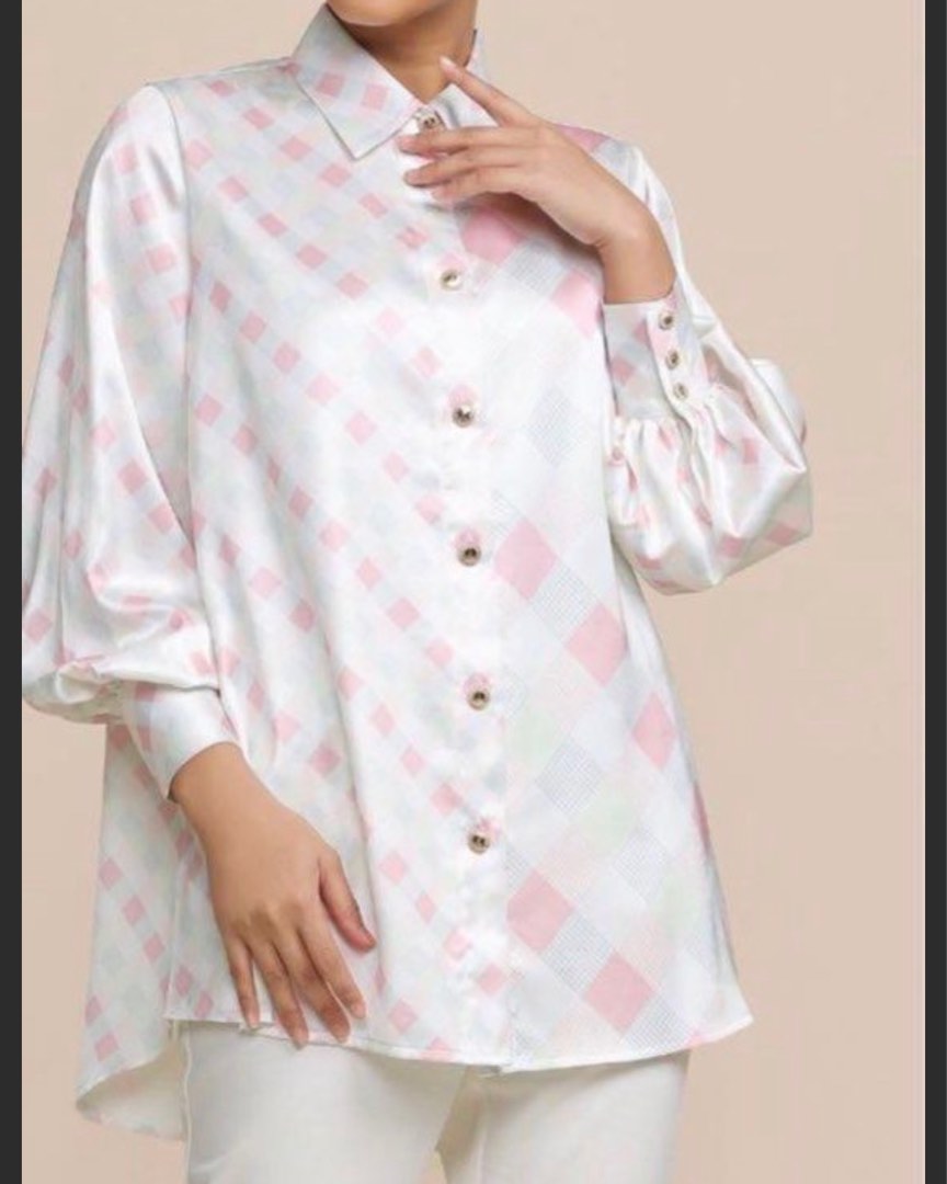 dUCk Checkered Collar Shirt in Schweet, Women's Fashion, Tops, Blouses ...