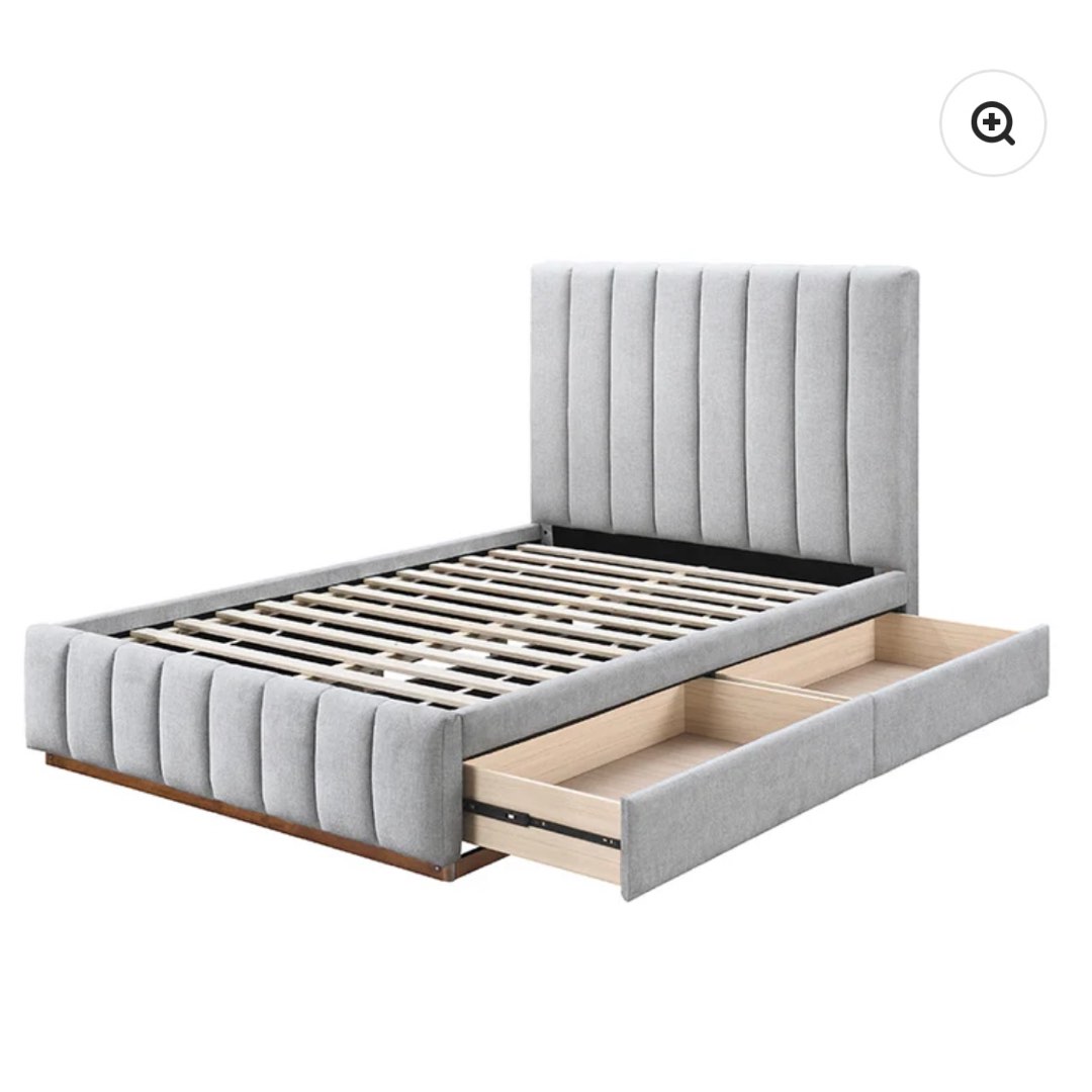 Ellie Semi-Double Bed frame with headboard in grey, Furniture & Home ...