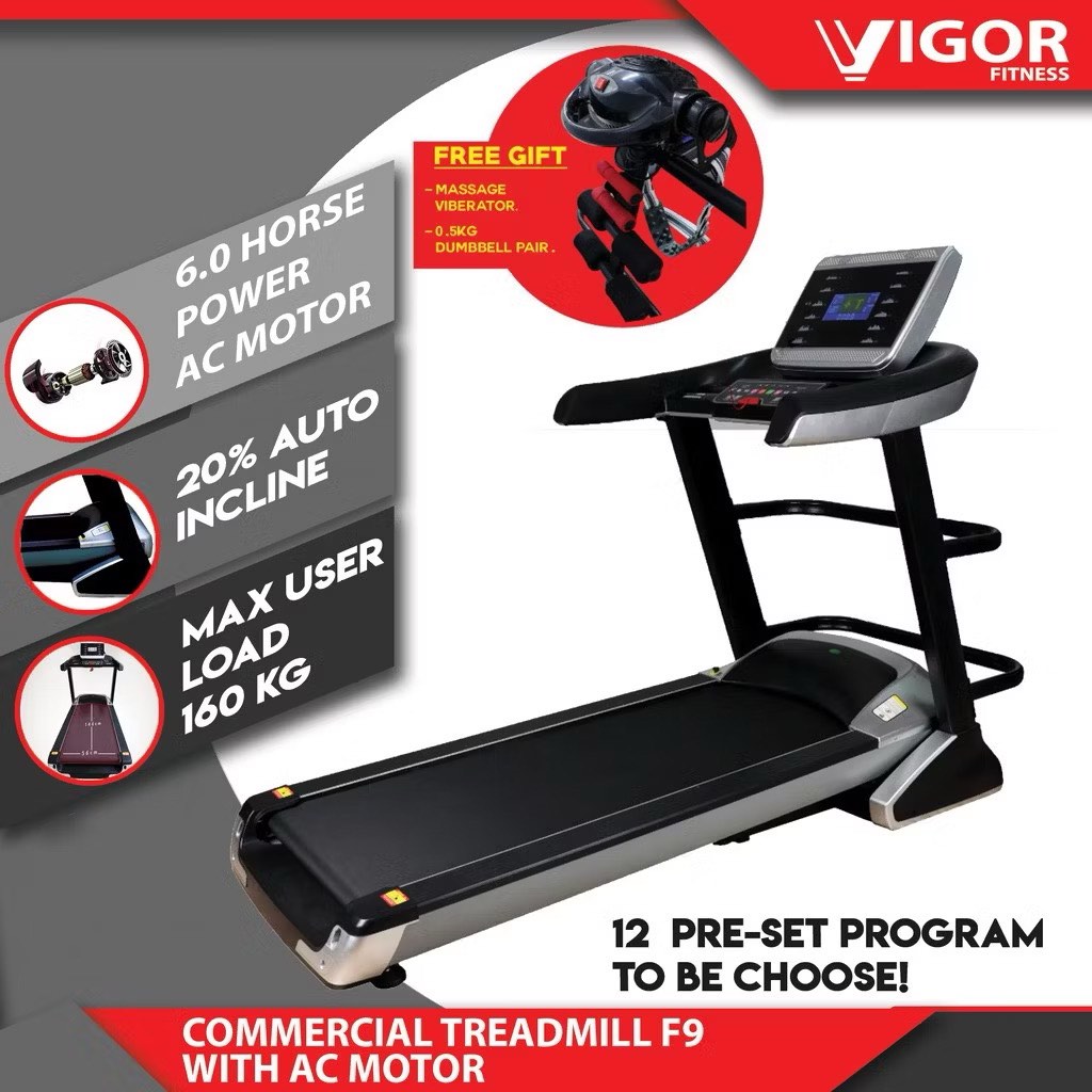 F90 6.0HP Commercial Treadmill Multifunction Cardio Exercise Jogging ...