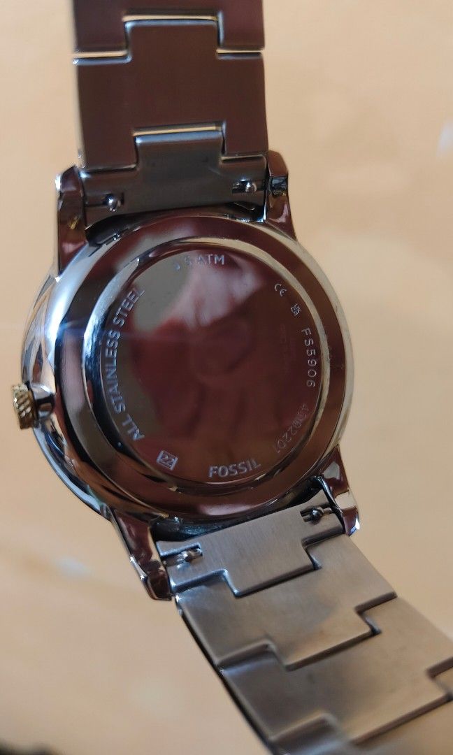 Fossil Neutra FS5906 Moonphase Black Dial Two-Tone Stainless Steel ...