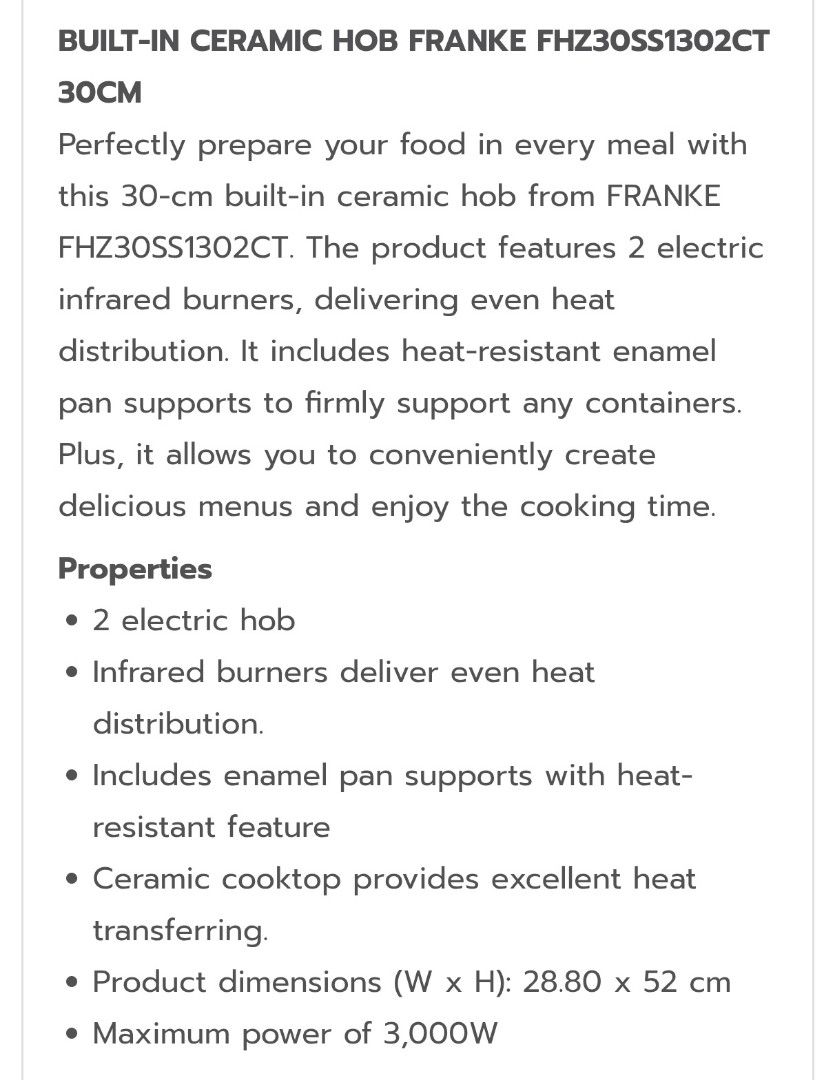 Franke Cooker Hood & Hob, TV & Home Appliances, Kitchen Appliances ...