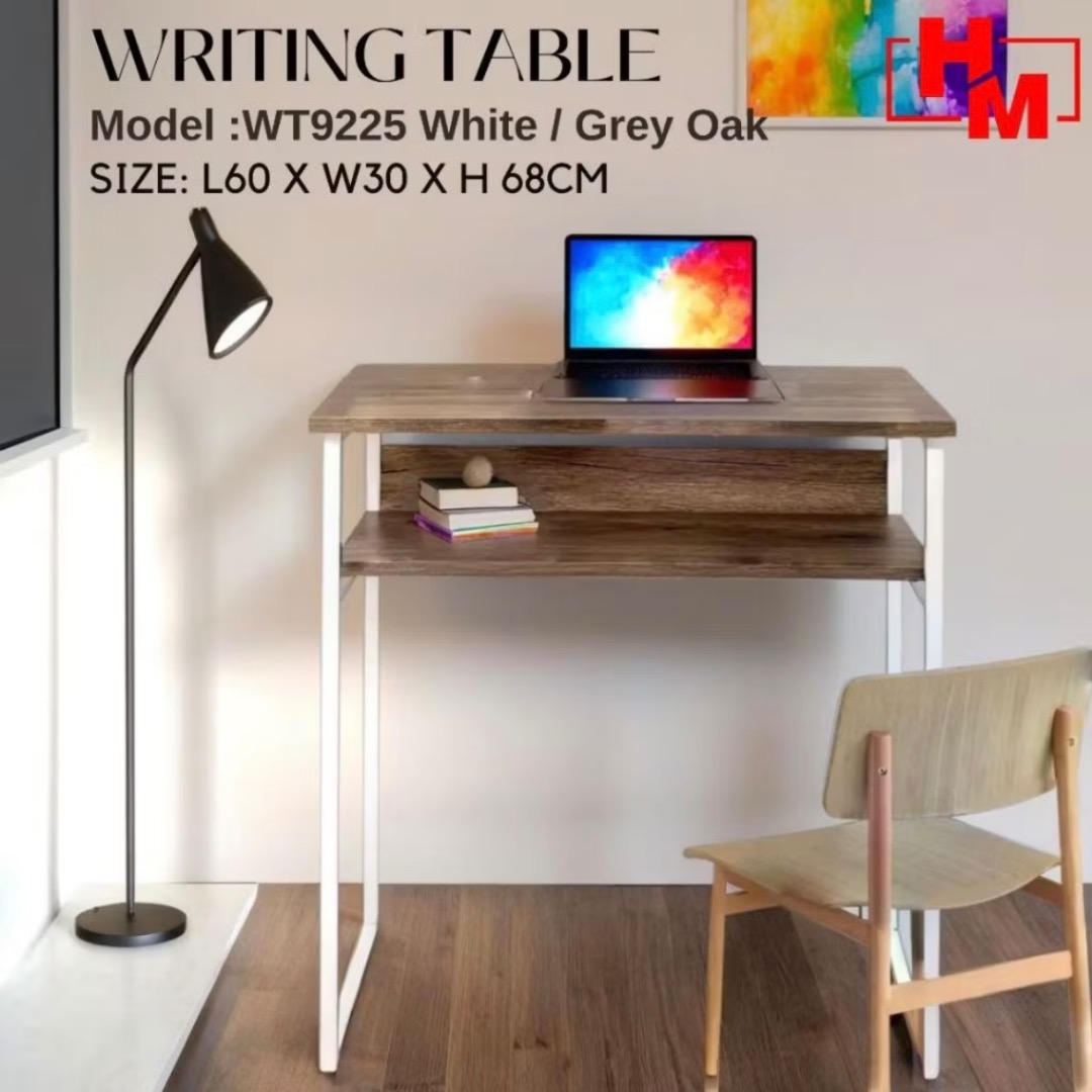 [FREE DELIVERY] Compact Writing Table | Small Study Desk with Shelf ...