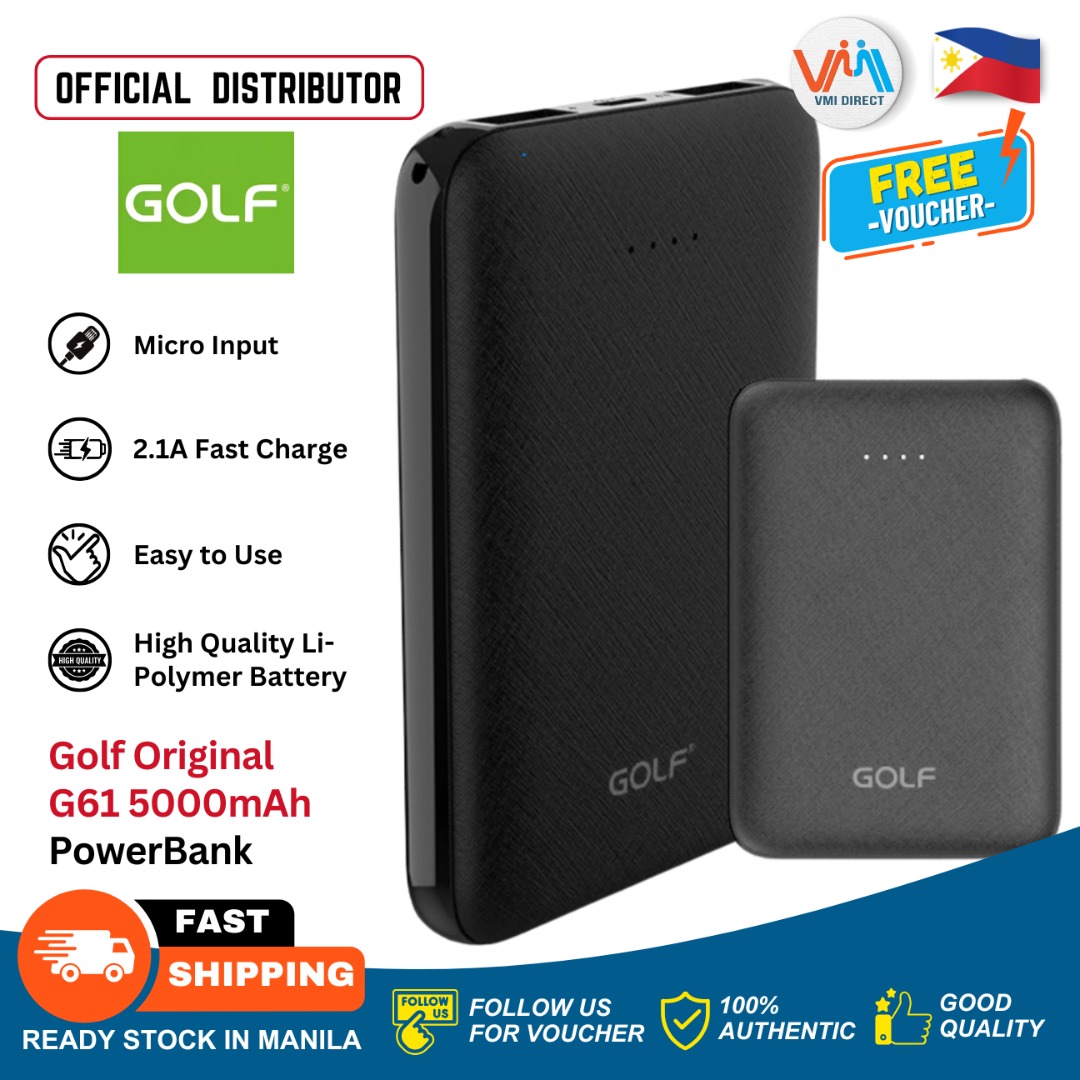 Golf G61 5000mAh Fast Charging Power Bank Ultra Slim Dual Output ...