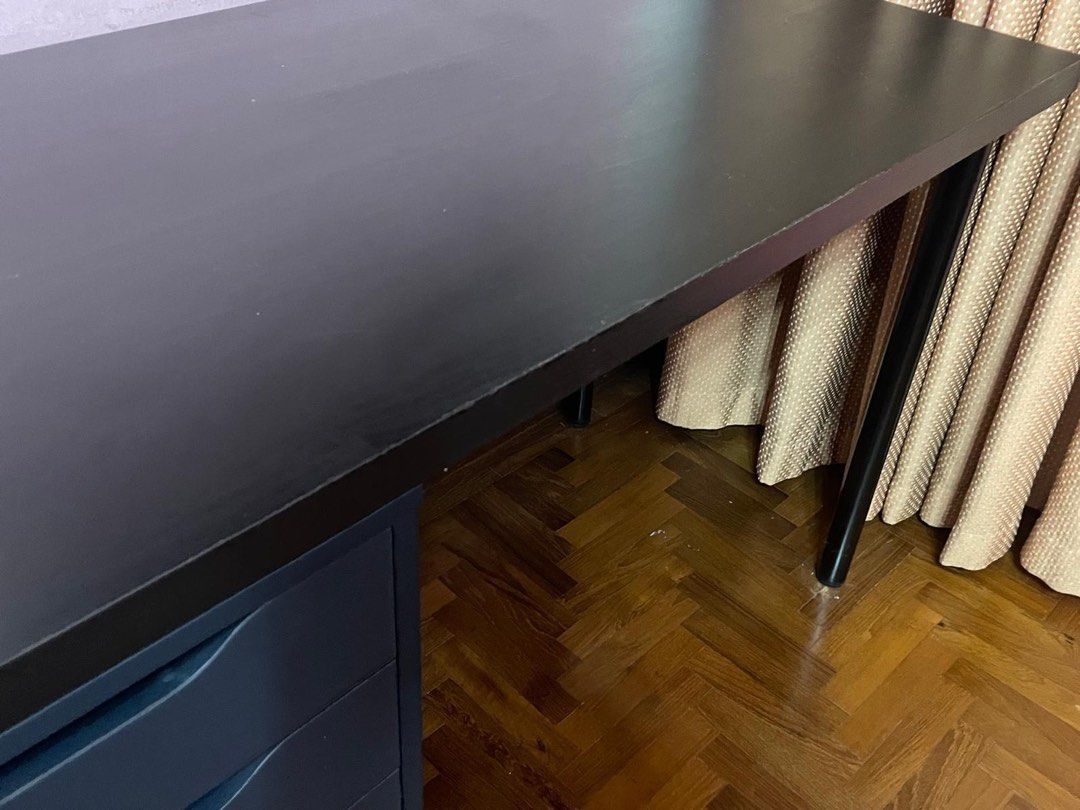 IKEA ALEX Study Table 120cm x 60cm and drawer unit set in brown and ...