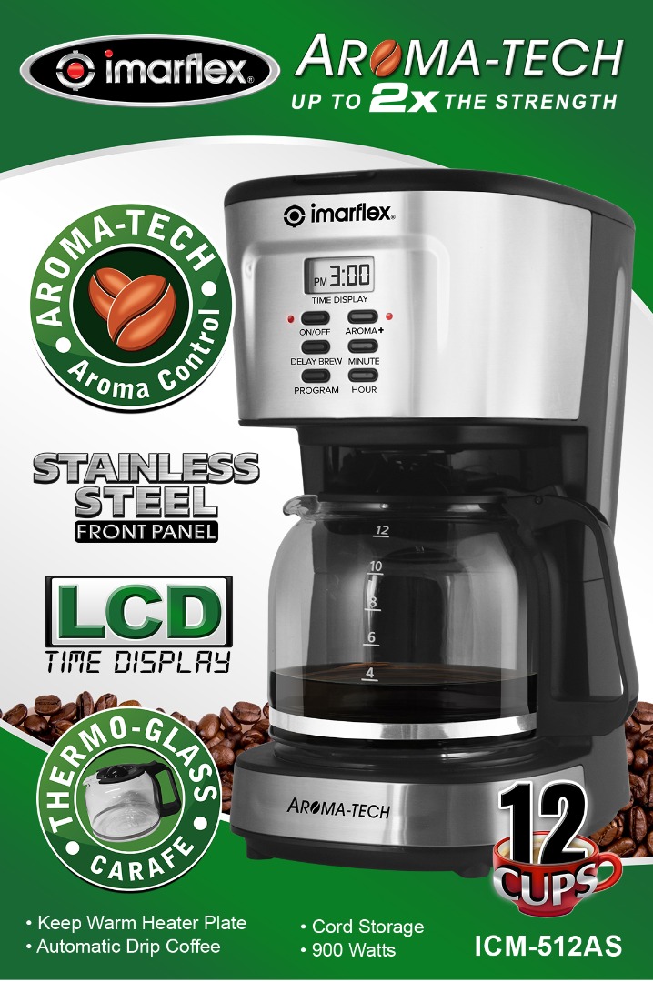 IMARFLEX Aroma-Tech Coffee Machine with LCD Display, 家庭電器, 廚房電器, 咖啡機及咖啡 ...