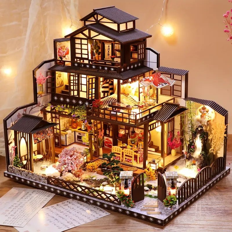 Japanese-Inspired Villa Model Kit - Large Wooden Art House with ...