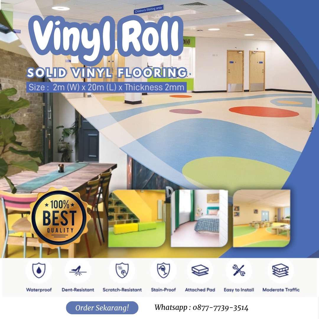 Karpet Vinyl Roll Tebal 2mm Warna Solid Meta / Vinyl Roll Warna Polos ...