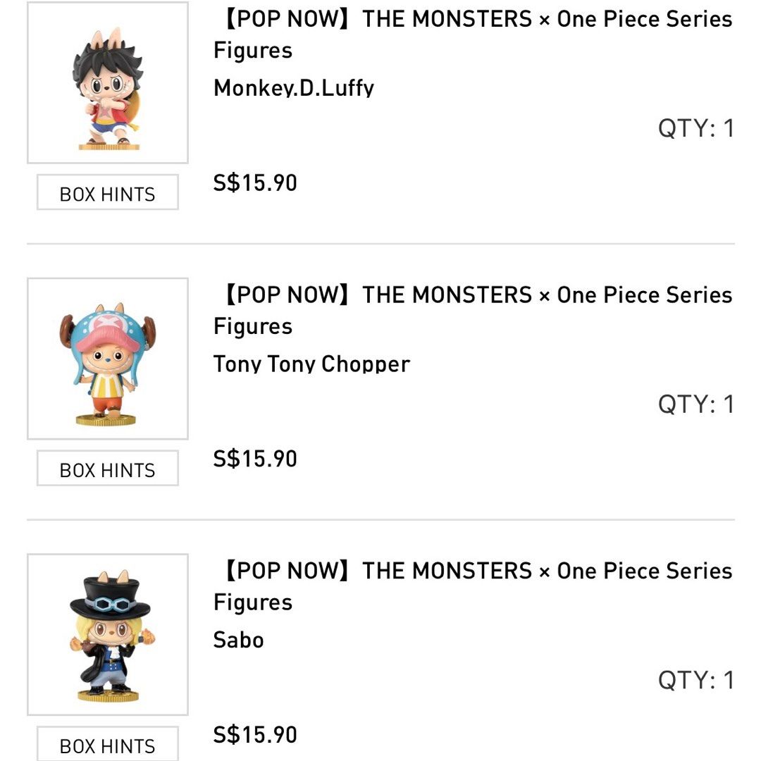 Labubu The Monsters x One Piece - Luffy / Chopper / Sabo, Hobbies ...