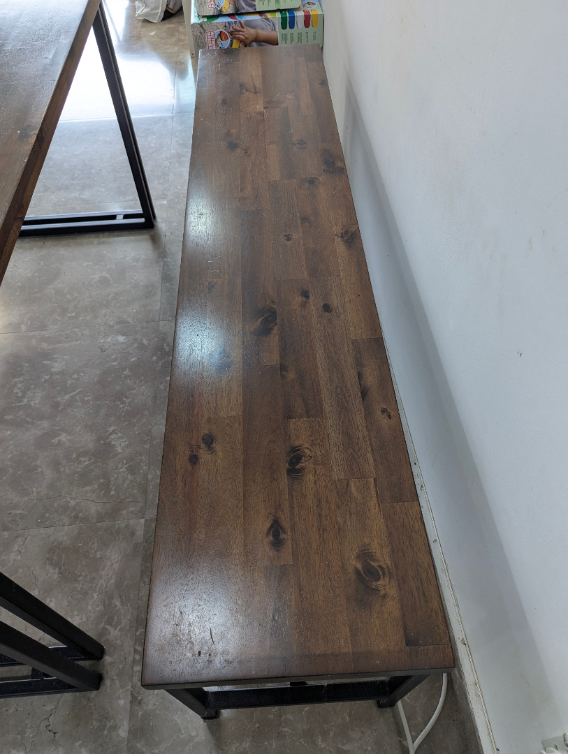 Large Solid Wood Dining Table and Bench, Furniture & Home Living ...