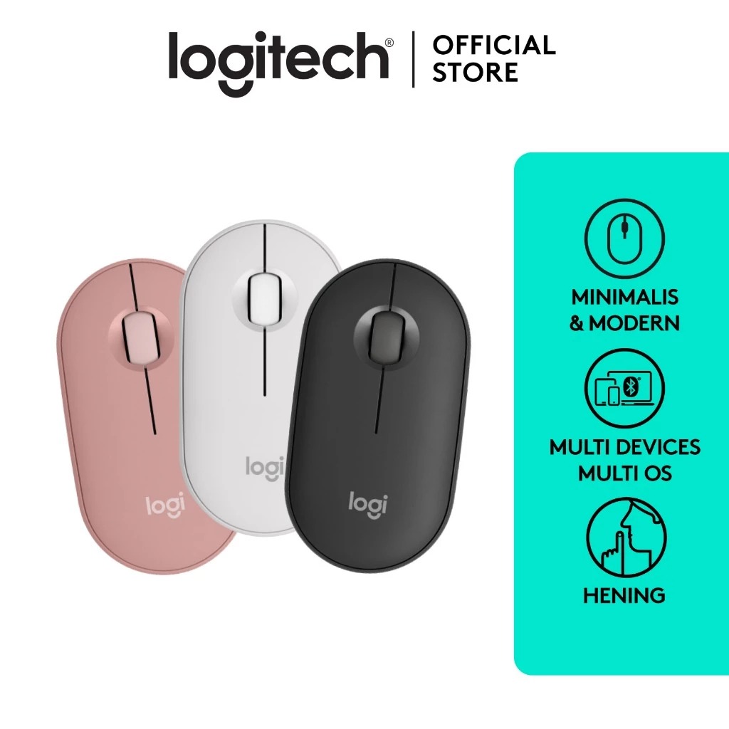 Logitech Pebble 2 M350s Mouse Wireless Bluetooth Slim Silent (Granit / Hitam), Elektronik ...