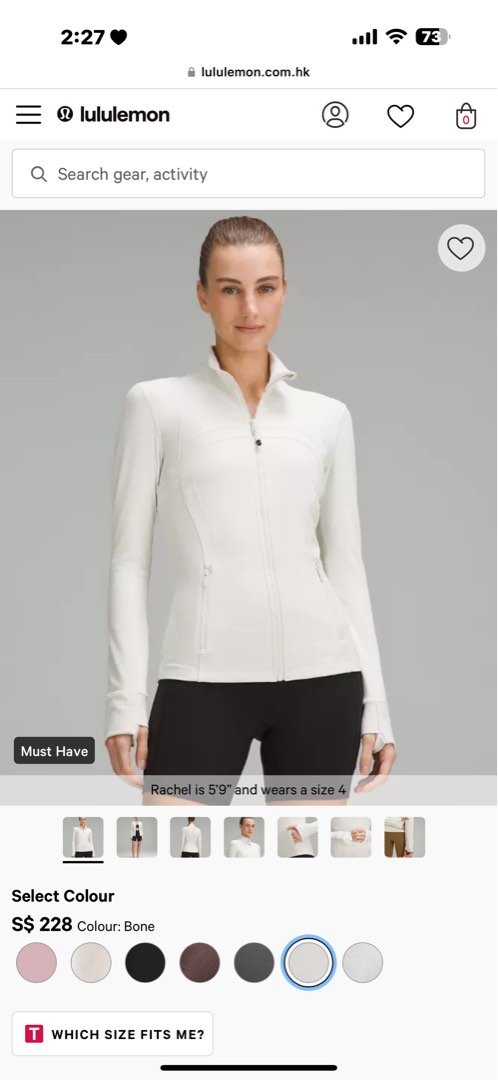 lululemon define jacket bone, Women's Fashion, Activewear on Carousell
